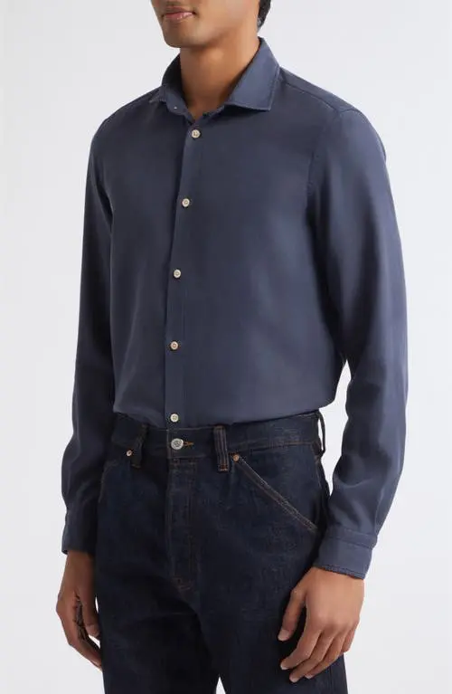 Boglioli Spread Collar Long Sleeve Button Shirt - Navy
