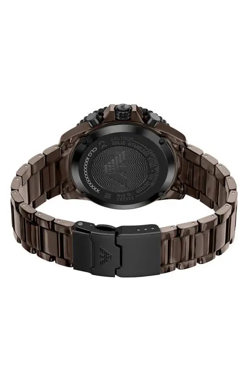 Emporio Armani World Explorer Solar Chronograph Ceramic Watch - Brown