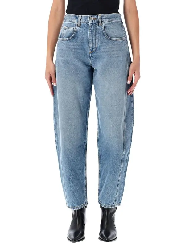 Isabel Marant Étoile Relaxed Barrel-leg Mid-rise Faded Cotton Jeans - Blu