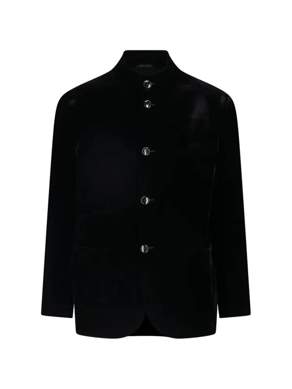 Giorgio Armani Stand Collar Button-front Jacket - Black