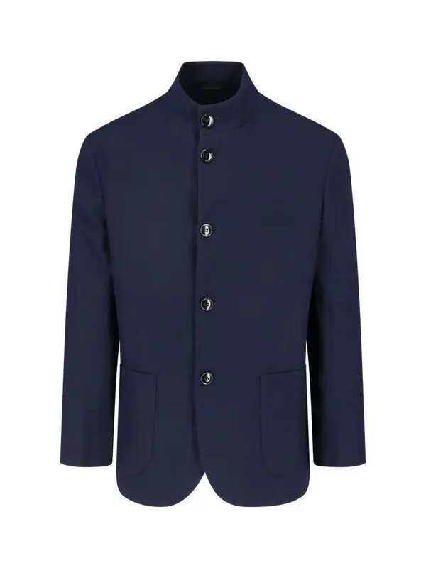 Giorgio Armani Stand Collar Button-front Jacket - Blue