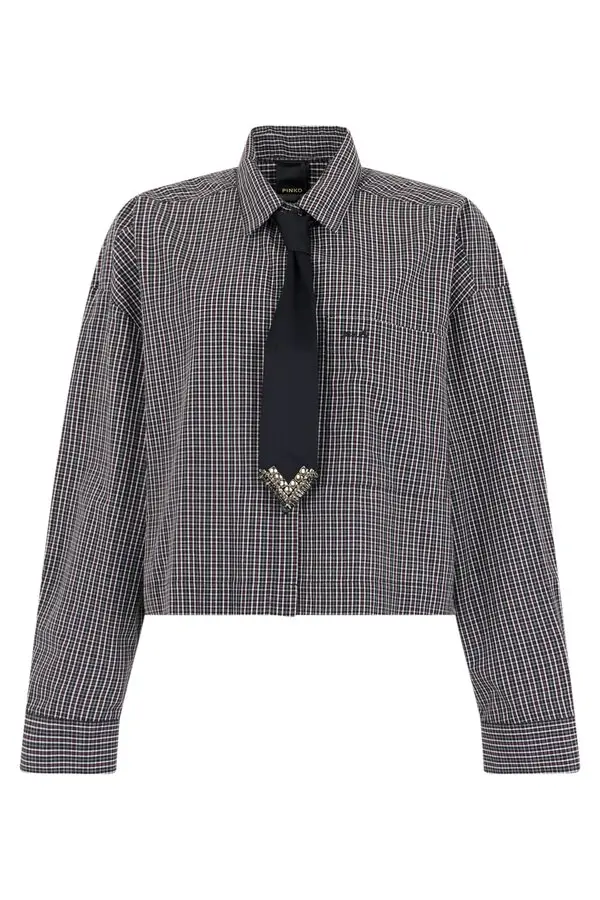 Pinko Cropped Long Sleeve Shirt With Bow Detail