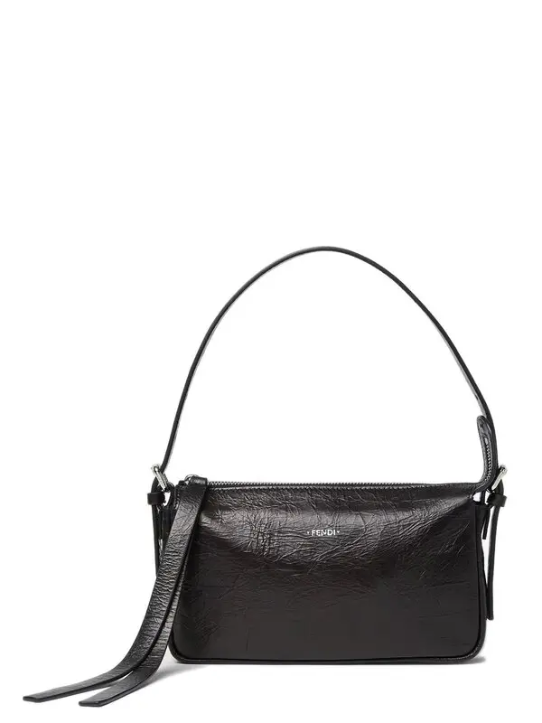 Fendi Crackled Leather Shoulder Bag - Nero