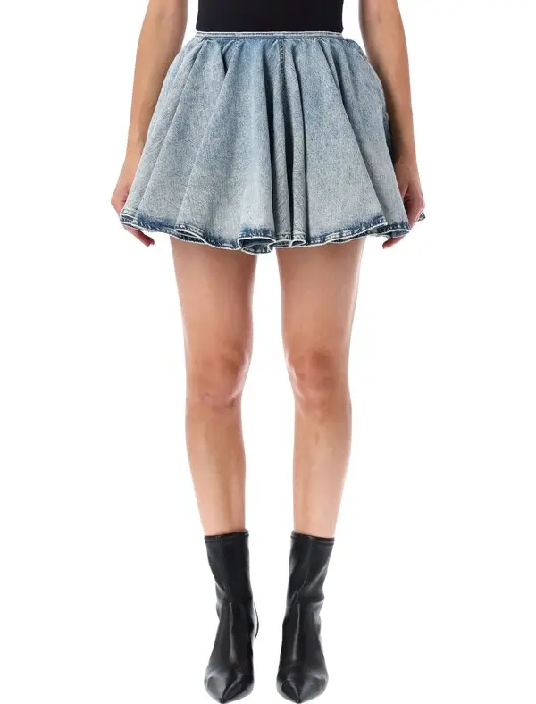 HAIKURE Mini Denim Circle Skirt - Pollock Light Blue