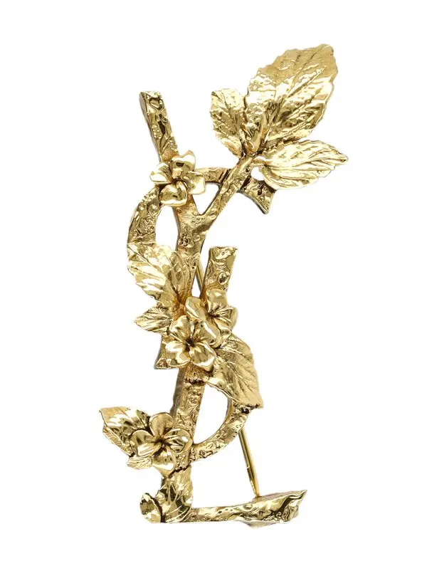 Saint Laurent Botanic Cassandre Mini Floral Brooch With Gold-tone Finish - Oro