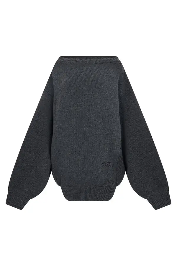 MAISON MARGIELA Oversized Wool Blend Sweater With Wide Collar