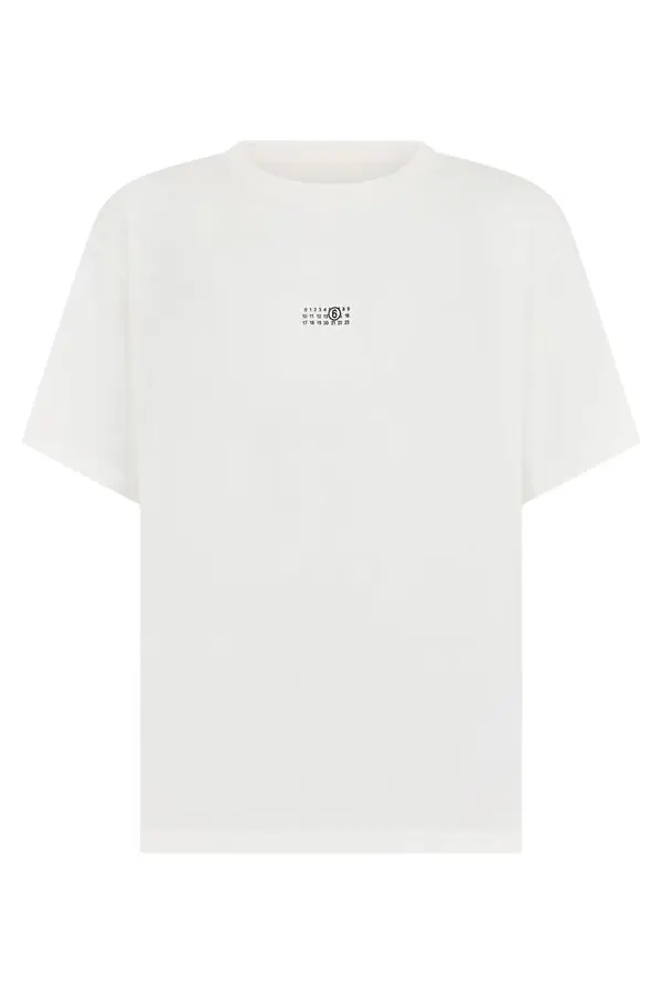 MAISON MARGIELA Short-sleeve Cotton T-shirt With Minimal Front Logo - White