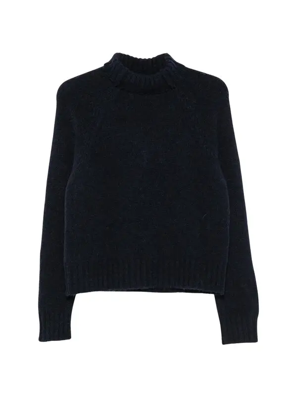 JUCCA Classic Turtleneck Sweater With Ribbed Trim - Navy