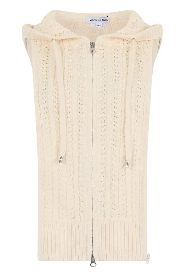 Veronica Beard Sleeveless Hooded Cardigan Jacket