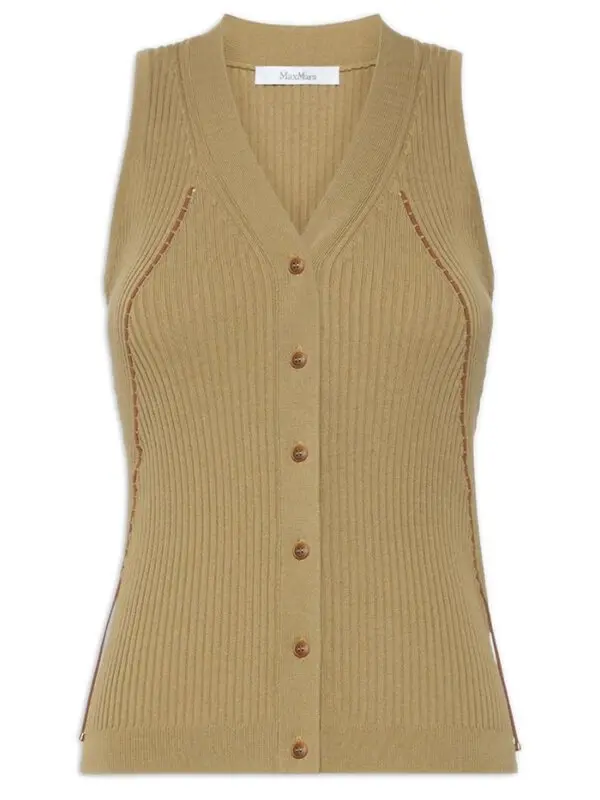 Max Mara Ribbed Knit Cotton-viscose Crepe Vest - Verde