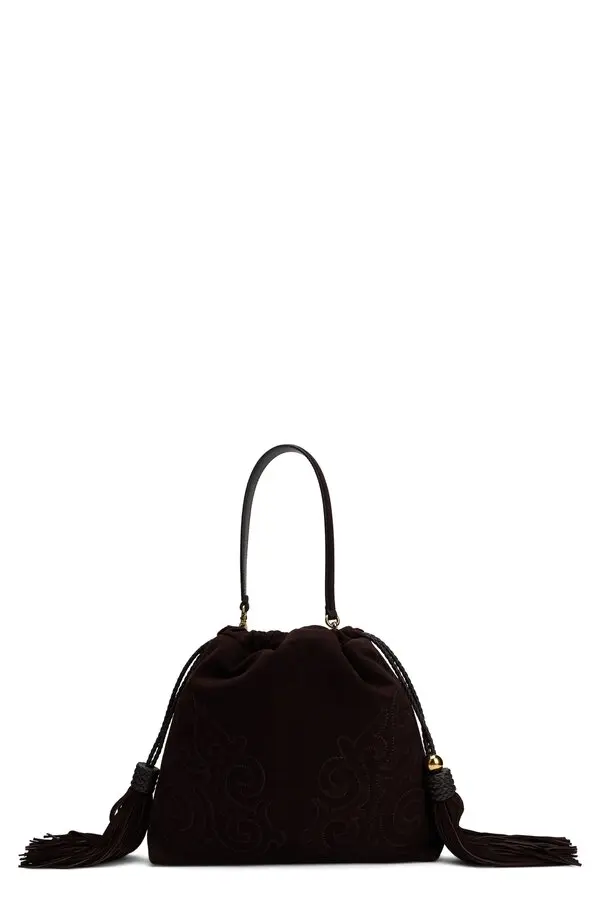 Etro Leather Handbag With Tassels And Wide Silhouette