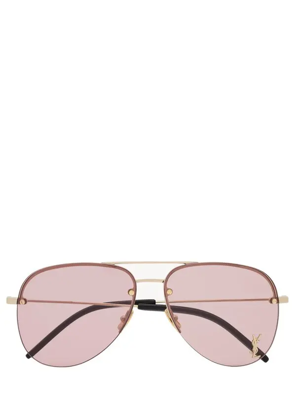 Saint Laurent Engraved Temple Aviator Sunglasses - Rosa
