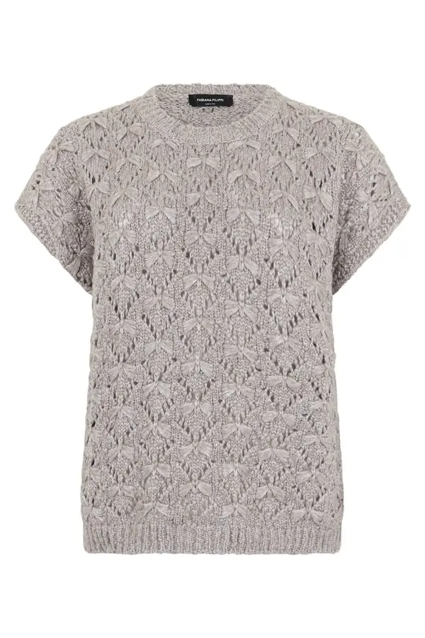 Fabiana Filippi Short Sleeve Knit Top With Intricate Pattern