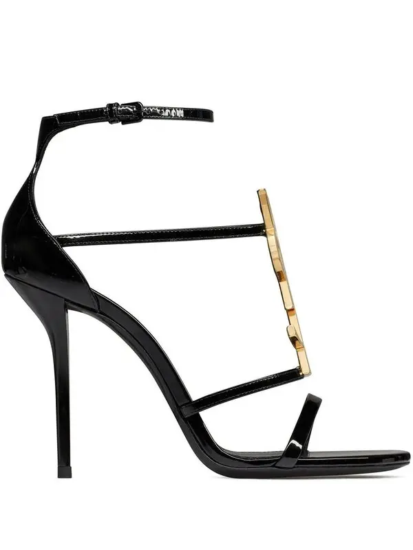 Saint Laurent Cassandre Ankle Strap Sandals - Nero