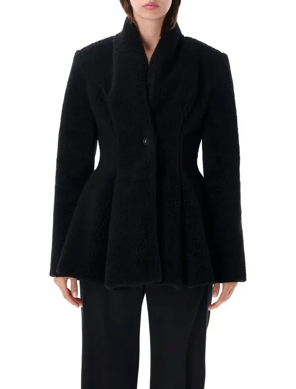 Stella McCartney Plush Tailored Jacket With Scarf Collar - Nero