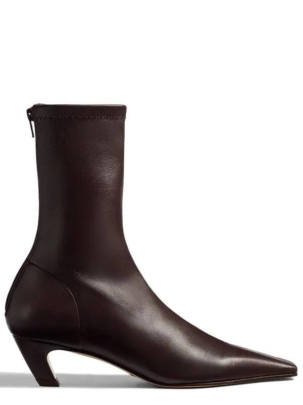 Khaite 40mm Heel Leather Square-toe Back-zip Boots - Rosso