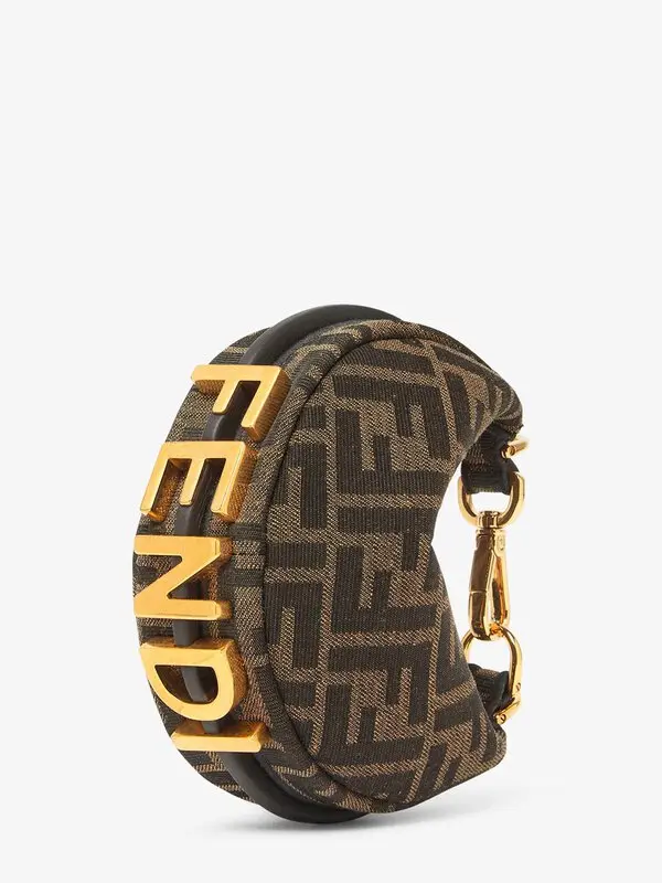 Fendi Mini Ff Jacquard Zip Carabiner Wristlet With Nappa Details
