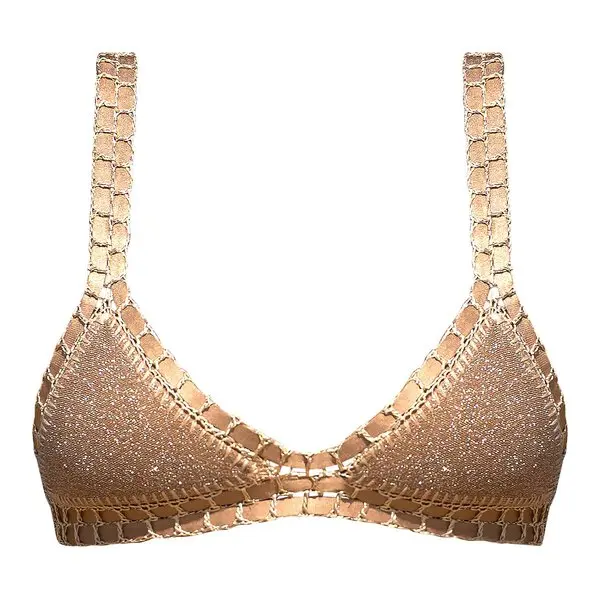 LUXSEA SWIMWEAR Ariana Lurex Crochet Triangle Bikini Top - Gold