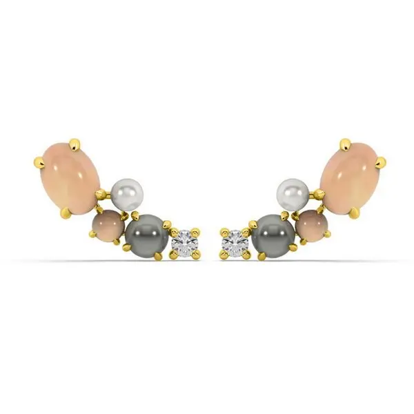 ONI Rose Quartz, Pearl & Moonstone Cluster Quinta Studs