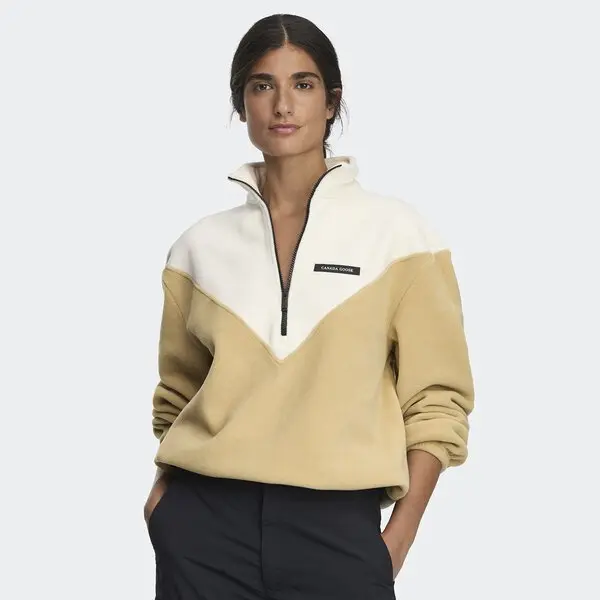 Canada Goose Tayen Colour Block Fleece Quarter Zip - Bone/timber Sand