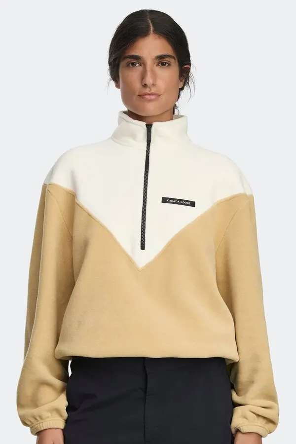 Canada Goose Tayen Colour Block Fleece Quarter Zip - Bone/timber Sand
