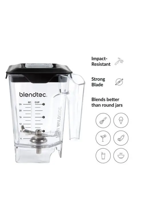 BLENDTEC Mini Wildside Five Sided Personalized Blender Jar Vented Latching Lid