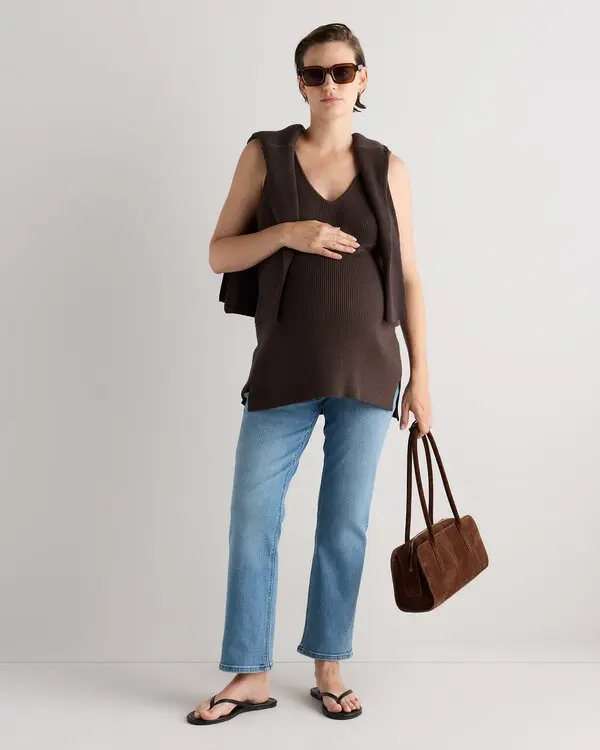 Quince Lila Stretch Maternity Straight Leg Jeans - Seaside Blue