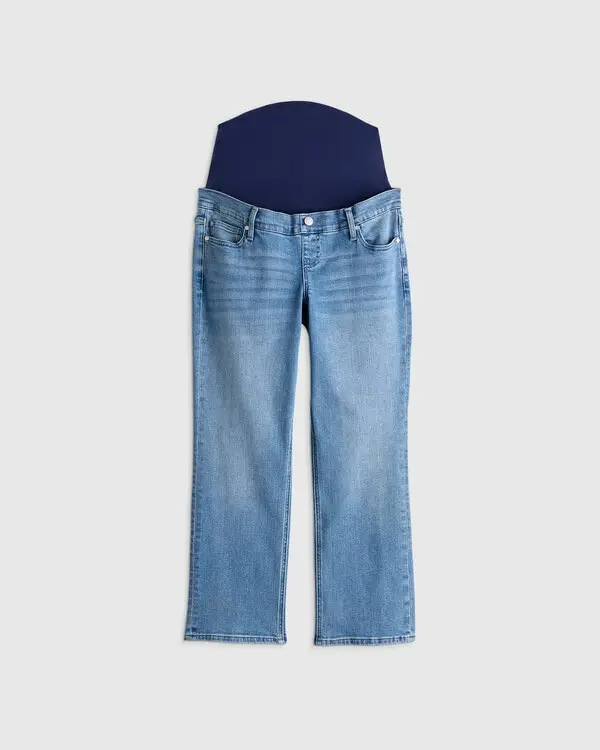 Quince Lila Stretch Maternity Straight Leg Jeans - Seaside Blue