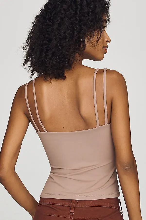 Susana Monaco Double-strap Scoop Neck Tank Top - Khaki