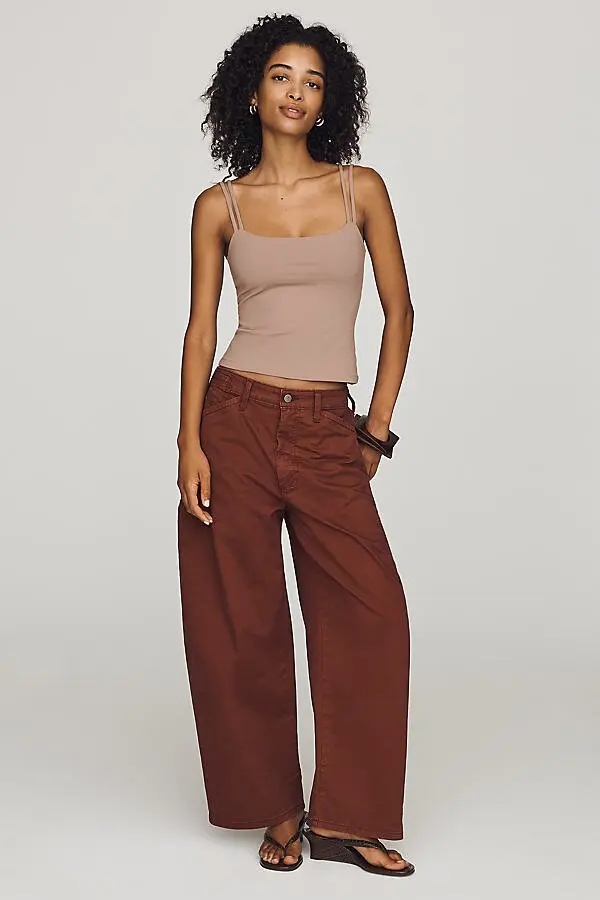 Susana Monaco Double-strap Scoop Neck Tank Top - Khaki