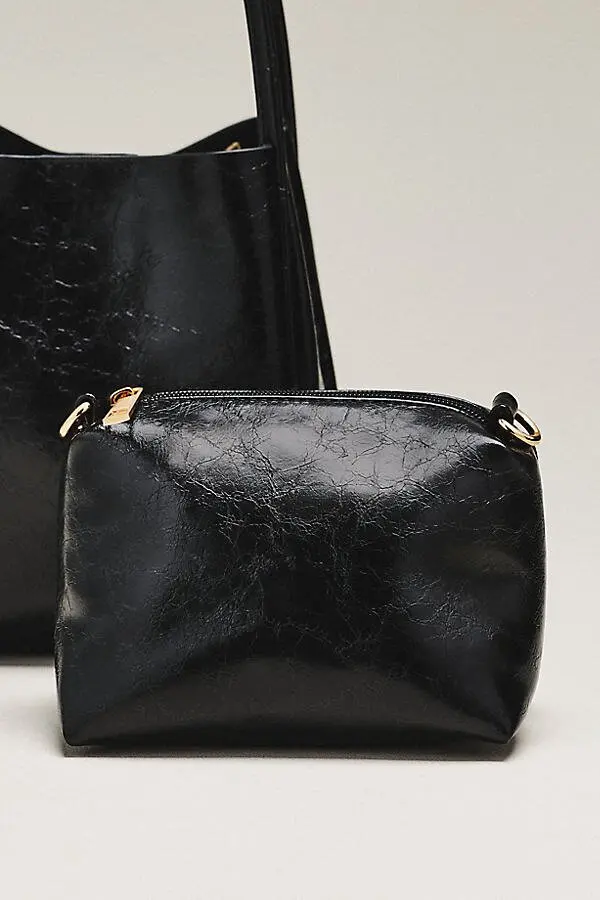 Anthropologie Hollace Mini Waxed Tote - Black