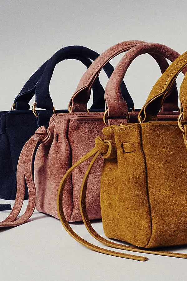 Anthropologie Faux-suede Mini Bag With Tassel Detailing - Dark Green