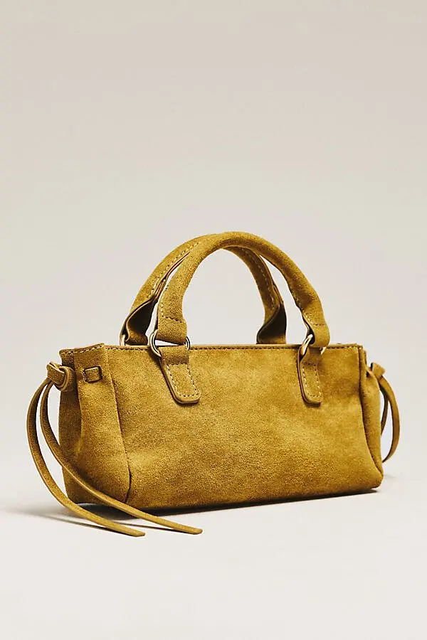 Anthropologie Faux-suede Mini Bag With Tassel Detailing - Dark Green