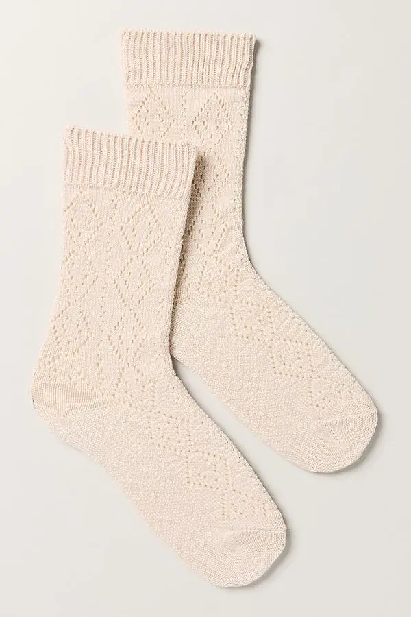 LE BON SHOPPE Modal Eyelet Socks - Neutral