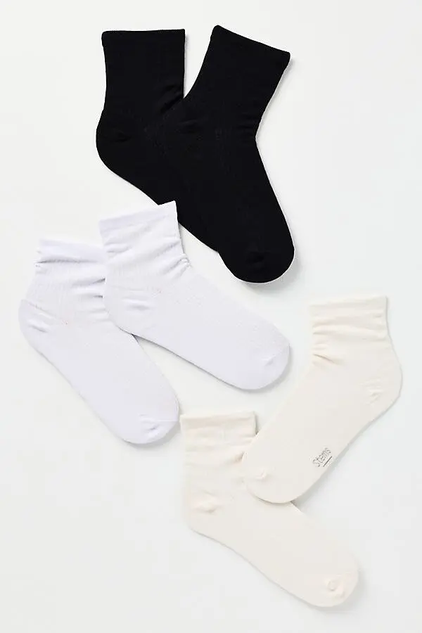 STEMS Set Of 3 Crew Socks - Black & White Pattern