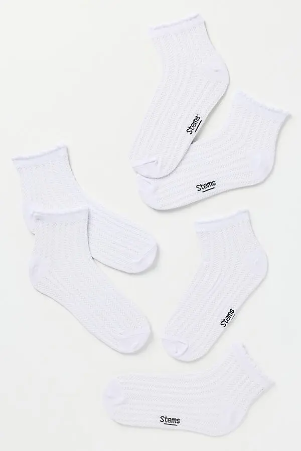 STEMS Lace Knit Ankle Socks Set Of 3