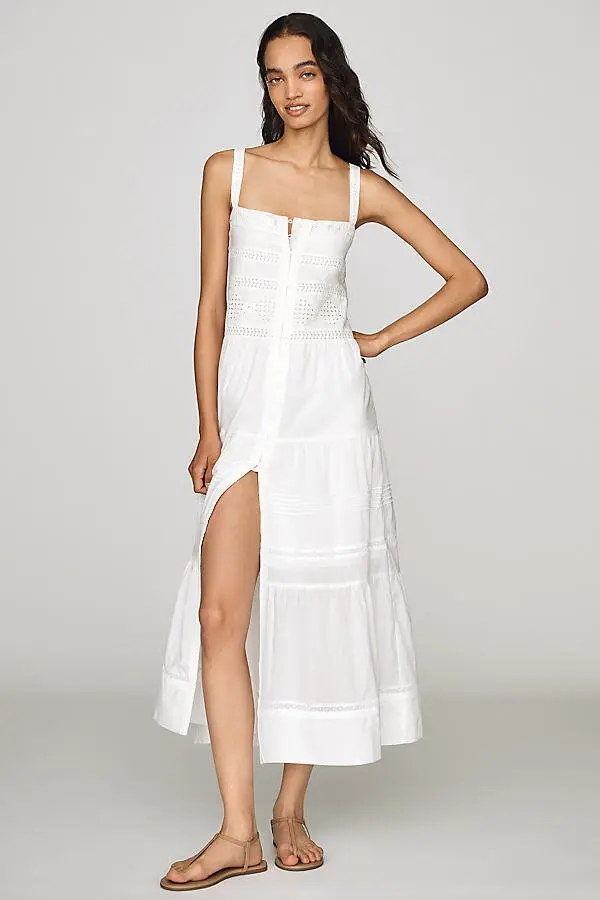 RAISONNEL 100% Cotton Tiered Midi Dress