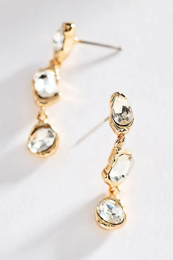 Anthropologie Trifecta Crystal Drop Earrings - Gold