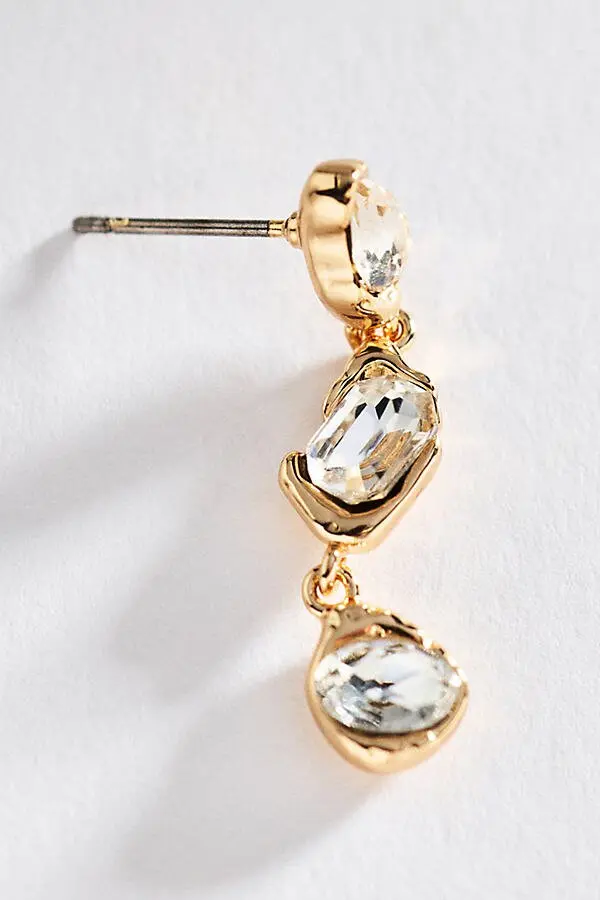 Anthropologie Trifecta Crystal Drop Earrings - Gold