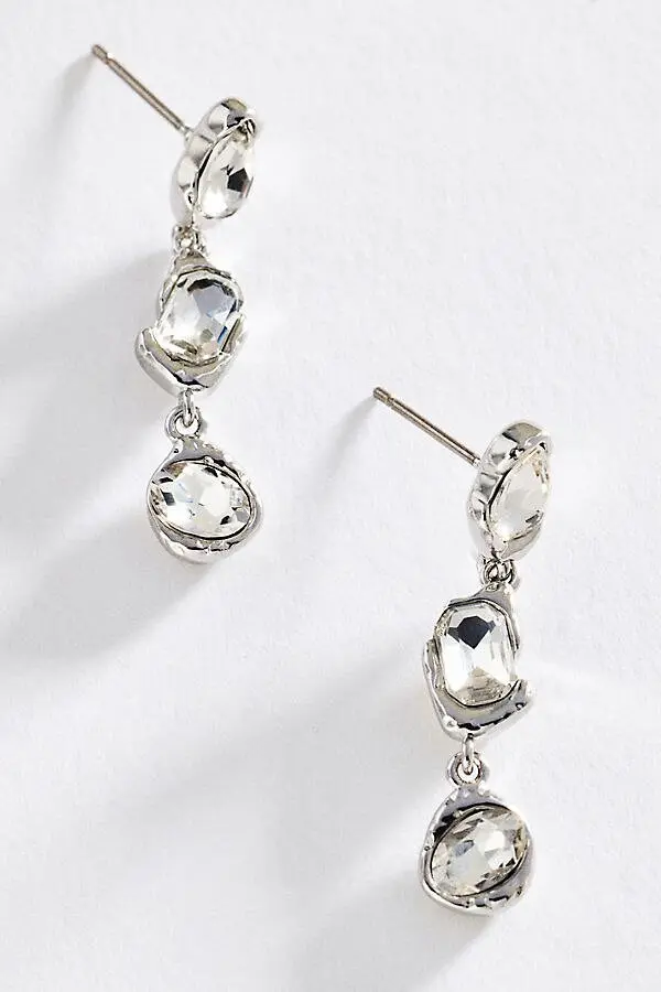 Anthropologie Trifecta Crystal Drop Earrings - Silver