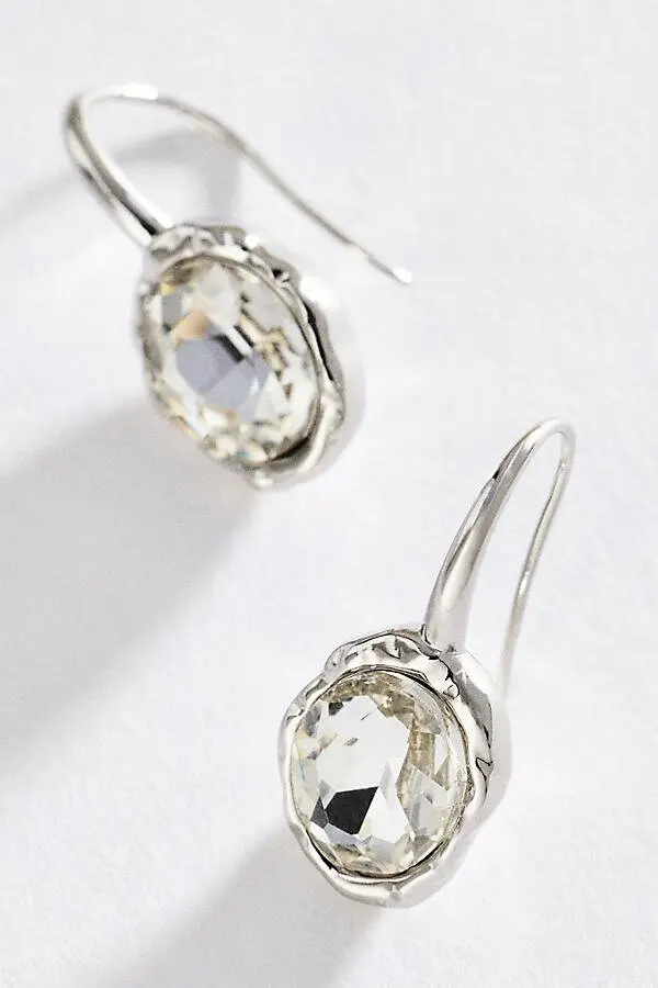 Anthropologie Crystal Drop Earrings - Silver