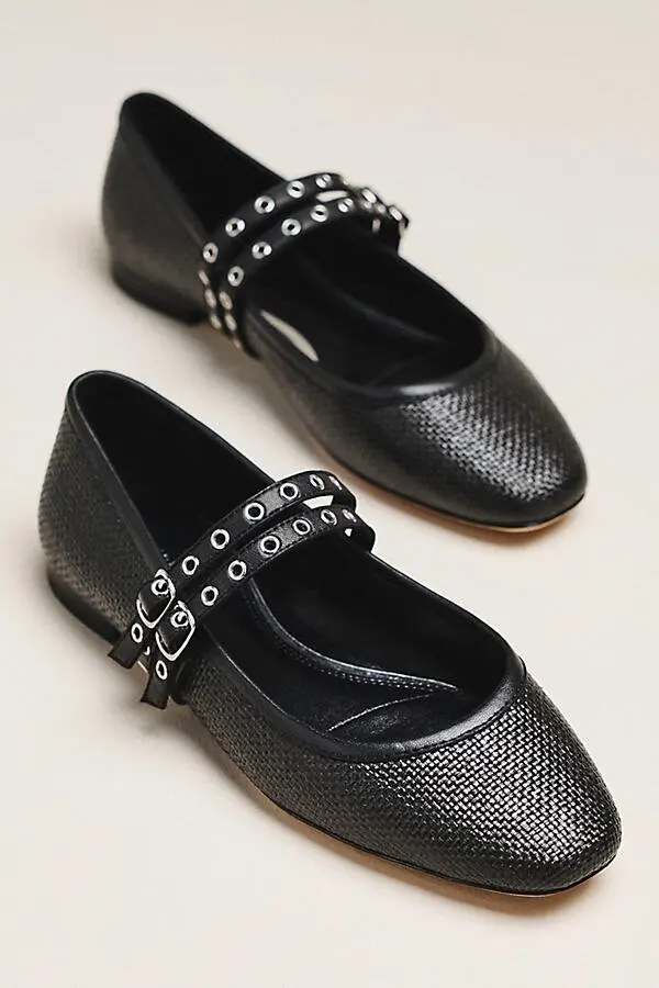 Paige Jackson Raffia Mary Janes - Black