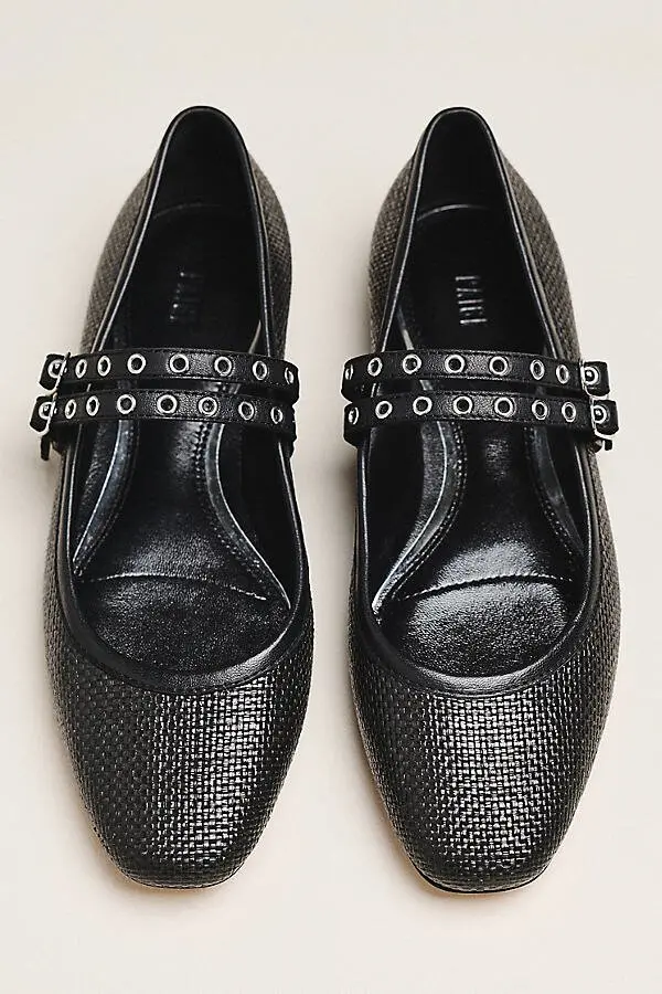Paige Jackson Raffia Mary Janes - Black