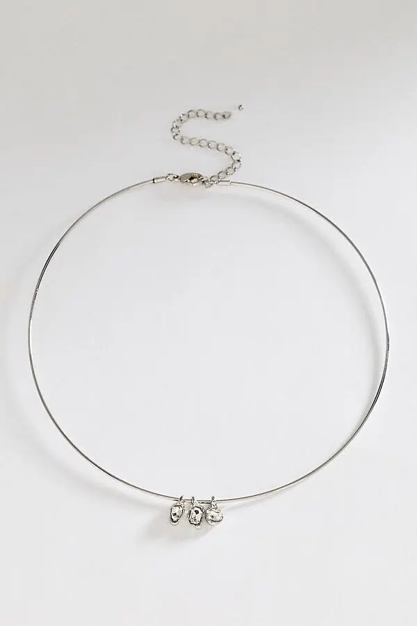 Anthropologie Crystal Bezel Collar Necklace - Silver