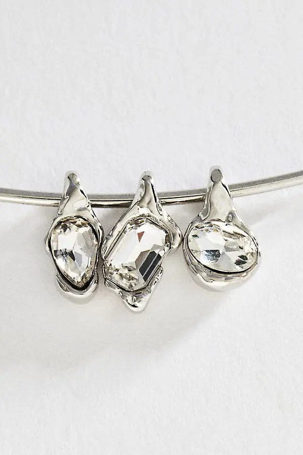 Anthropologie Crystal Bezel Collar Necklace - Silver