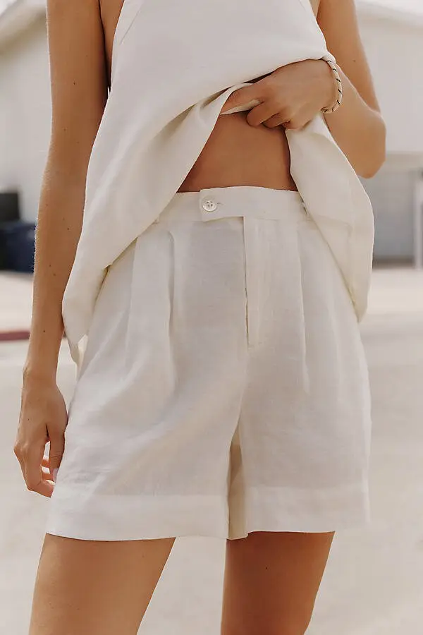 L*Space Billie Pleated Linen Blend Shorts