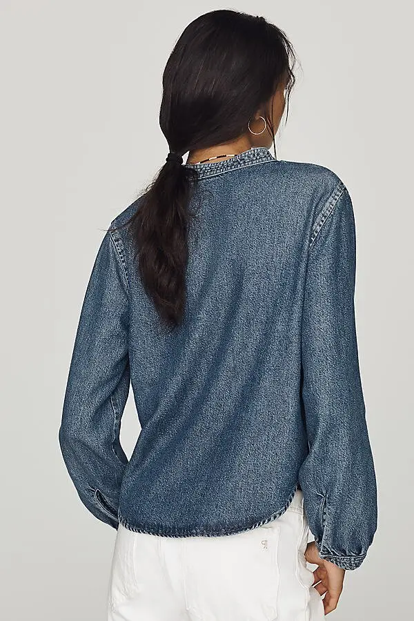 CLOTH & STONE Denim Henley Shirt Top