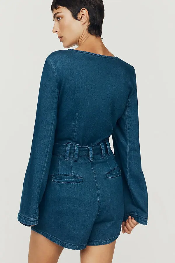 Anthropologie 100% Cotton Tailored Denim Romper