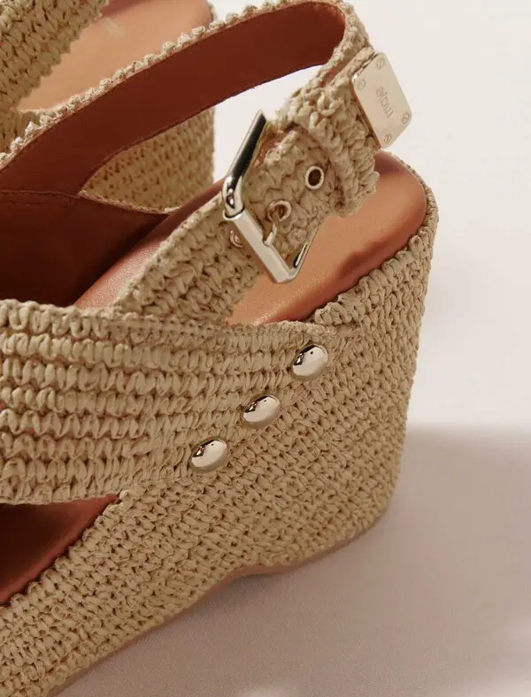 Maje Wedge Sandals With Raffia Effect