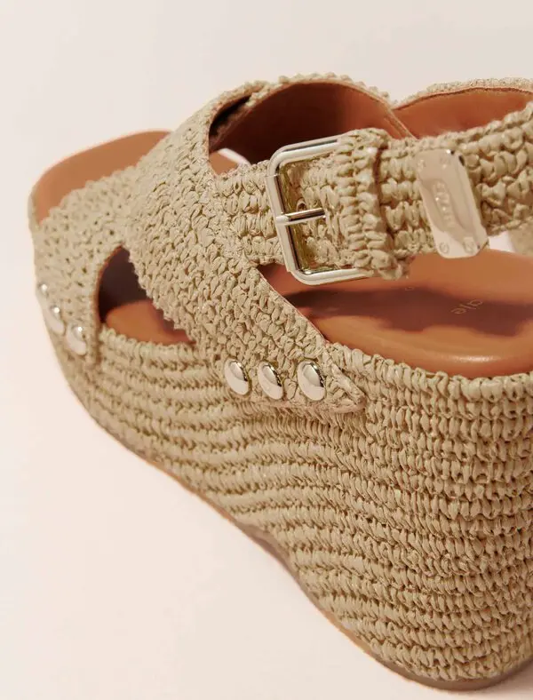 Maje Wedge Sandals With Raffia Effect
